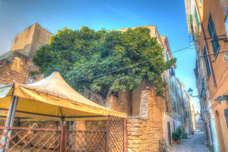 Backstreet in Alghero Old Town Stock Image - Image of quiet, sardinia ...