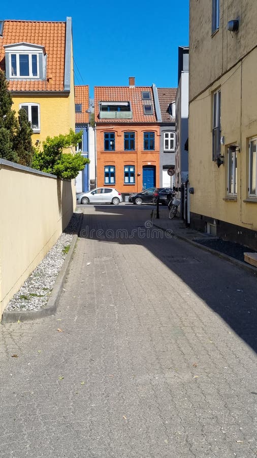 Backstreet in Scandinavian City Stock Image - Image of road, denmark ...