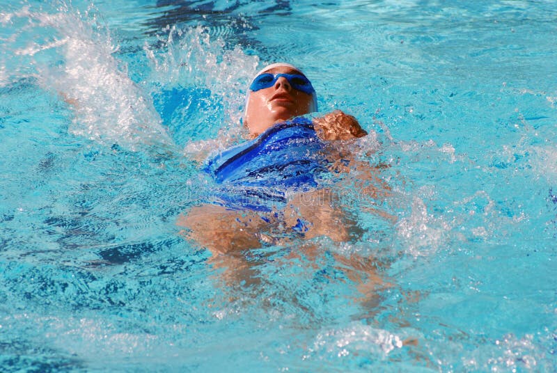 Little Girl Swimming Backstroke Stock Image - Image of heat, game: 1819827