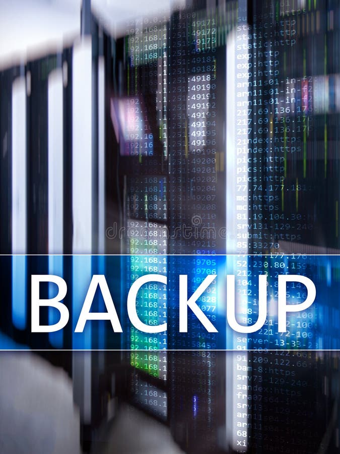 Backup Button On Modern Server Room Background. Data Loss Prevention ...