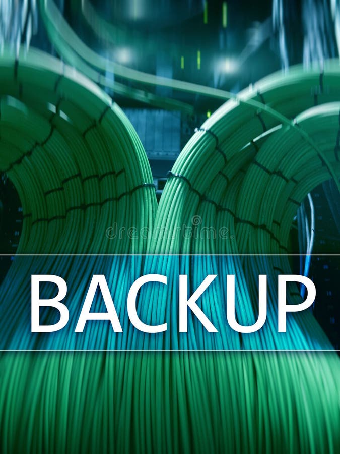 Backup Button on Modern Server Room Background. Data Loss Prevention ...