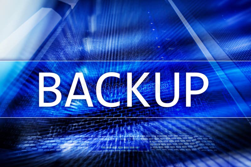 Backup Button on Modern Server Room Background. Data Loss Prevention ...