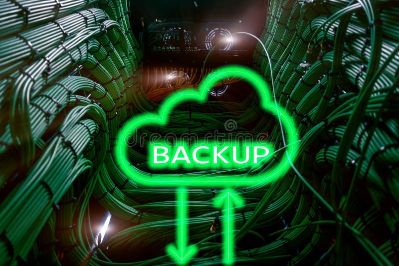 Backup Button On Modern Server Room Background. Data Loss Prevention ...