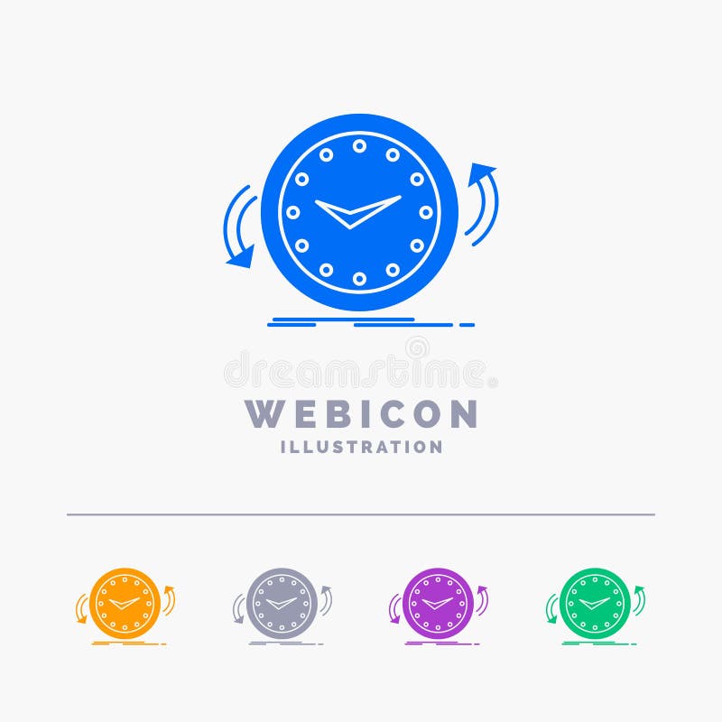 Backup, Clock, Clockwise, Counter, Time 5 Color Glyph Web Icon Template ...
