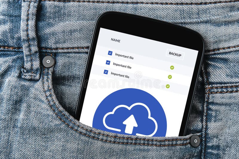 Backup Cloud Storage Concept on Smartphone Screen Stock Image - Image ...