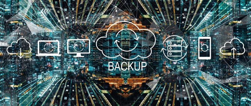 Backup Concept with Abstract Night Cityscape Stock Illustration ...