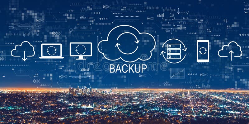 Backup Concept with Downtown Los Angeles Stock Image - Image of ...