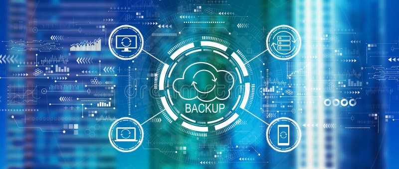 Backup Concept with Downtown Skyline Stock Illustration - Illustration ...