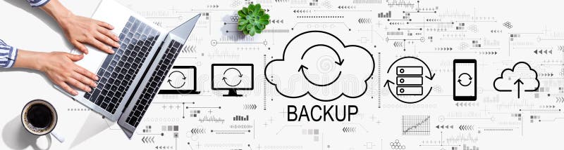 Backup Concept with Person Using a Laptop Editorial Photo - Image of ...