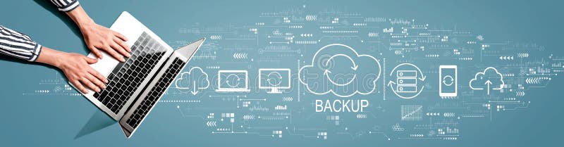 Backup Concept with Person Using Laptop Editorial Photography - Image ...