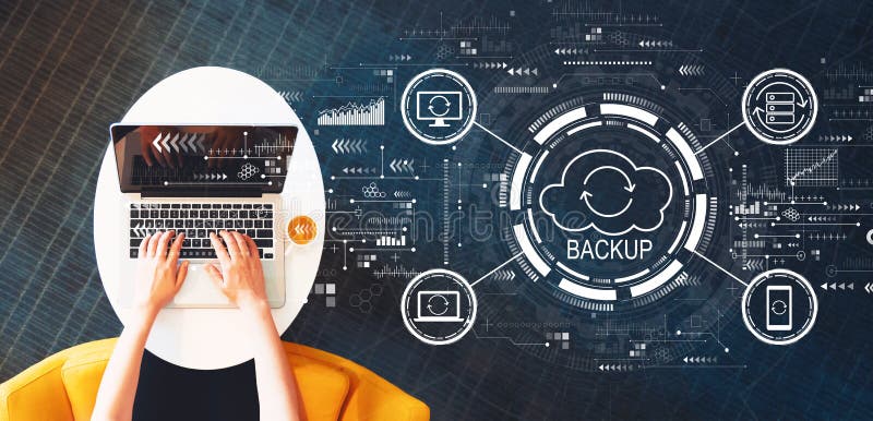 Backup Concept with Person Using a Laptop Stock Image - Image of ...