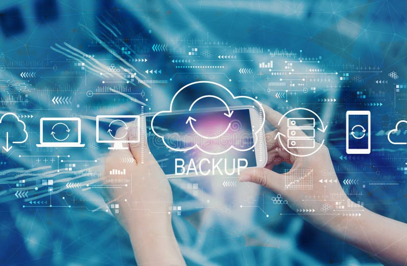 Backup Concept with Person Using Smartphone Stock Photo - Image of ...