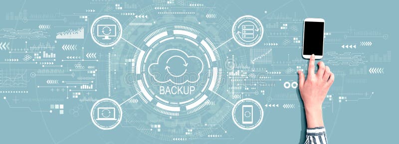 Backup Concept with Person Using Smartphone Stock Image - Image of ...