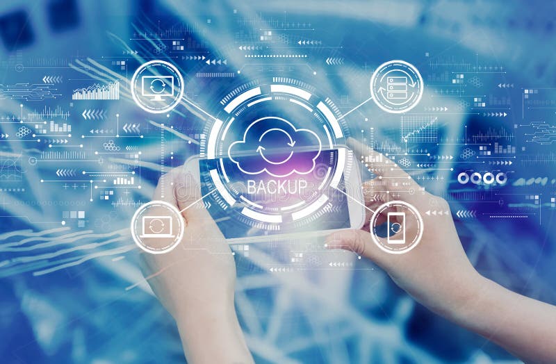 Backup Concept with Person Using Smartphone Stock Image - Image of ...
