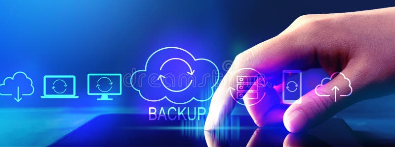 Backup Concept with Tablet Computer Stock Image - Image of finger ...
