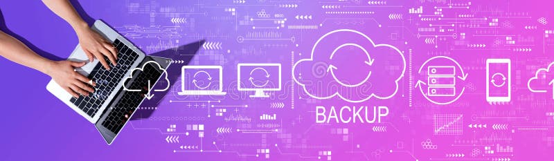 Backup Concept with Woman Using a Laptop Stock Image - Image of minimal ...