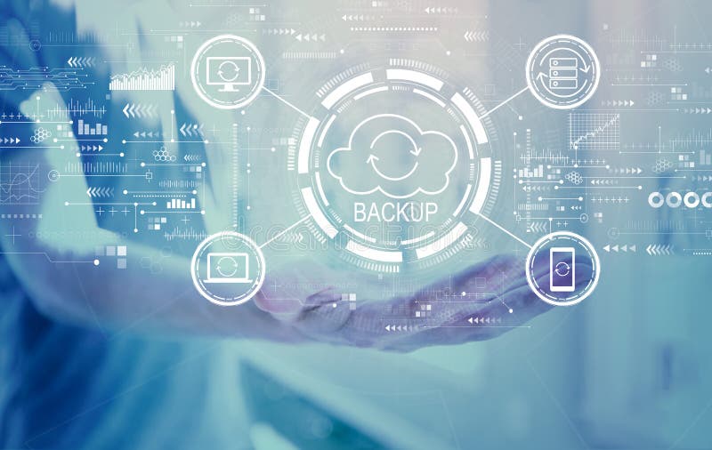 Backup Concept with Young Man Stock Image - Image of digital ...