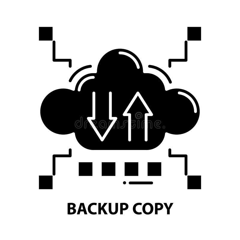 Backup Copy Icon, Black Vector Sign with Editable Strokes, Concept ...