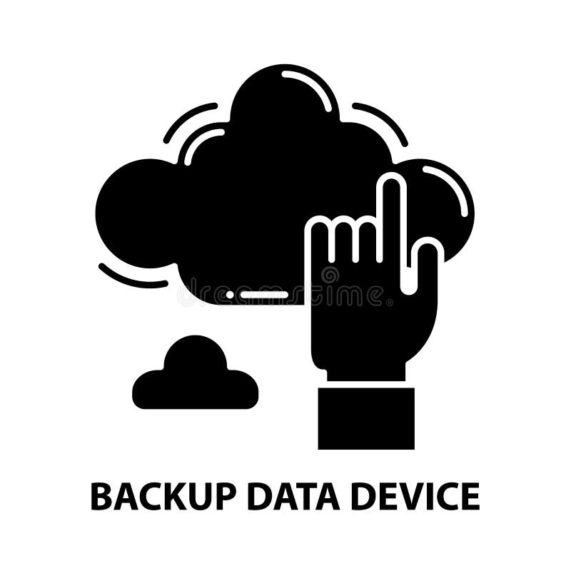 Backup Data Device Icon, Black Vector Sign with Editable Strokes ...