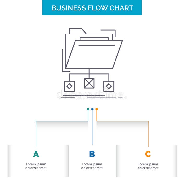 Backup, Data, Files, Folder, Network Business Flow Chart Design with 3 Steps. Line Icon for ...