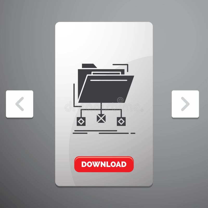 Backup Data Files Folder Network Glyph Icon In Carousal Pagination Slider Design And Red