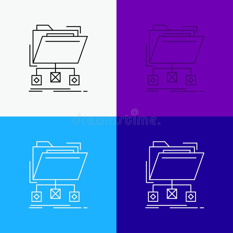 Backup, Data, Files, Folder, Network Icon Over Various Background. Line Style Design, Designed ...