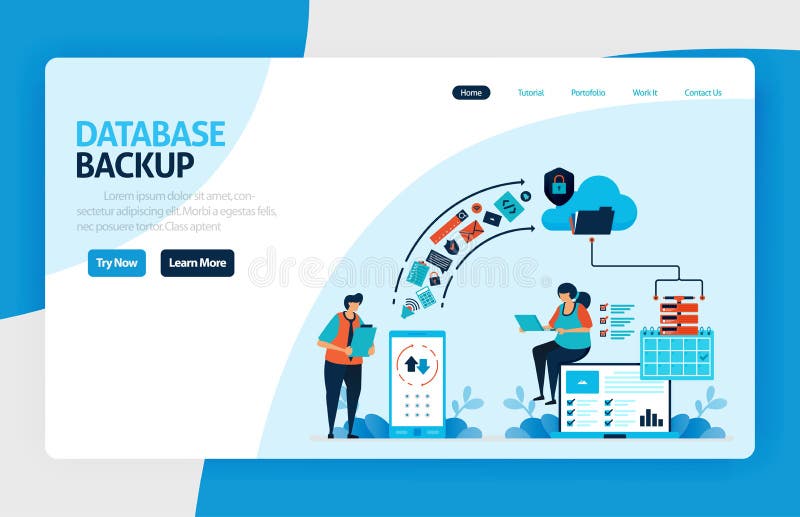Backup Database Landing Page Design. Secure Personal Data with Internet ...