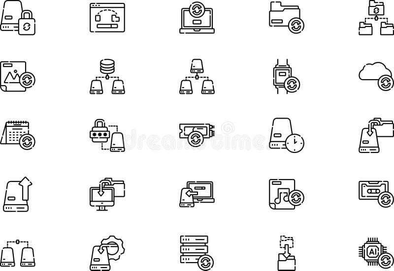 Backup Icons Collection is a Vector Illustration with Editable Stroke. Stock Vector ...