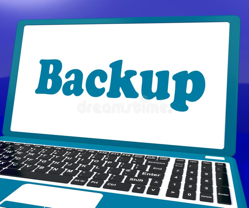 Backup Laptop Shows Archiving Back Up and Storage Stock Illustration ...