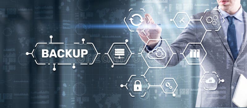 Backup Storage Data Technology Concept. Businessman Touching Backup ... Backup Storage Data Technology Concept. Businessman Touching Backup ...