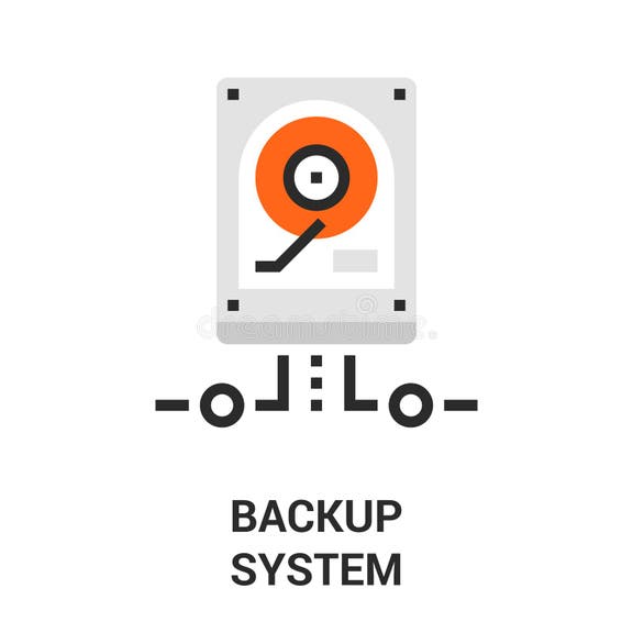 Backup System Flat Line Icon Design Concept Stock Vector - Illustration ...