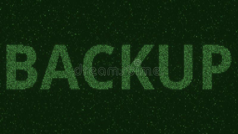 BACKUP Text Consisting of Many Symbols on Computer Monitor. 3d ...