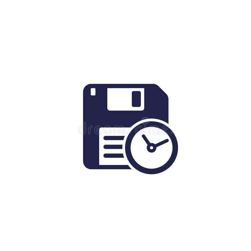 Backup Time Icon with a Floppy Disk Stock Vector - Illustration of load ...