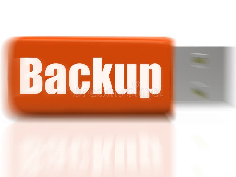 Backup USB Drive Shows Data Storage or File Transfer Stock Illustration ...