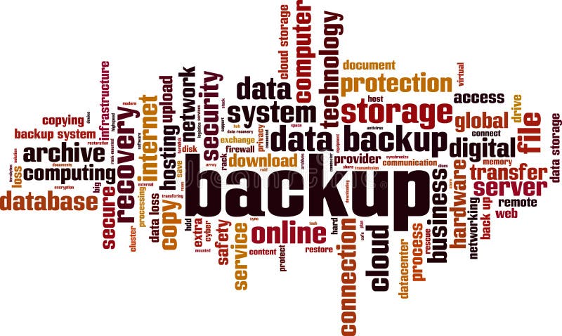 Backup word cloud stock vector. Illustration of archive - 189340450