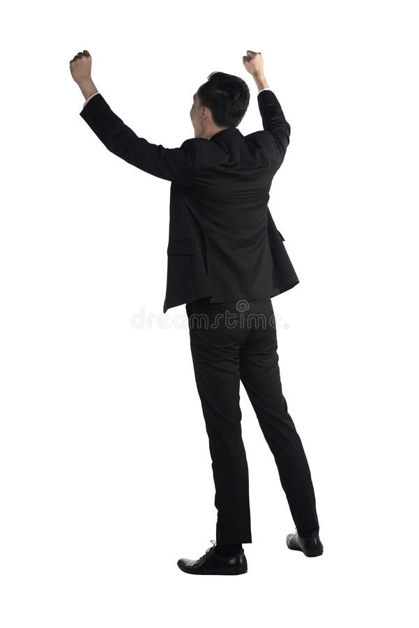 Backview Asian Business Man Raise Hand Stock Photos - Free & Royalty ...