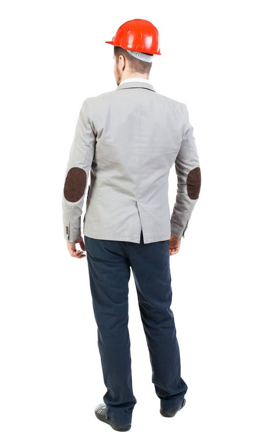 Back View of Man Sitting on Chair and Looks at the Screen of the Stock ...