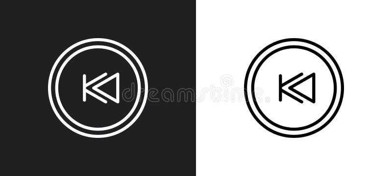 Backward Arrow Outline Icon in White and Black Colors. Backward Arrow ...