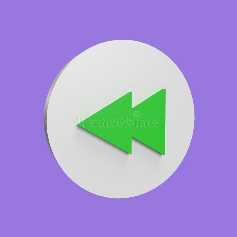 Backward Button 3d Icon Model Cartoon Style Concept. Render ...