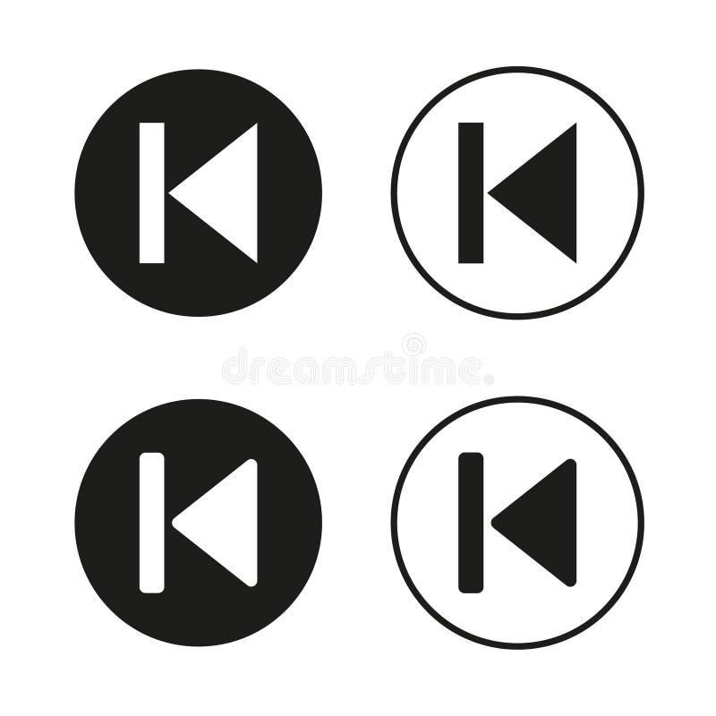Backward Button Icon Set. Multimedia Control Concept. Black and White ...