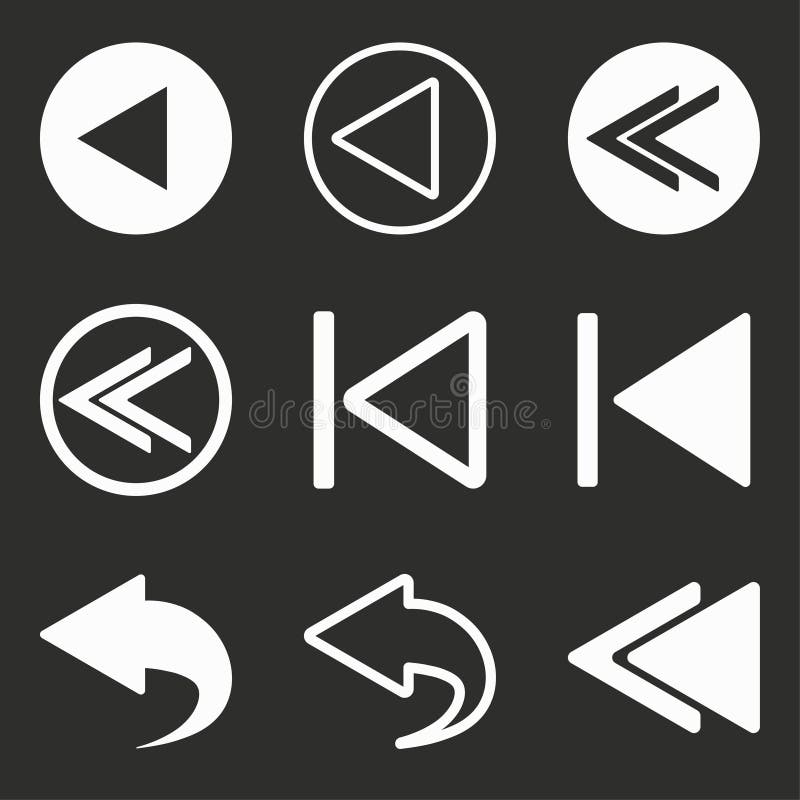 Backward icon set. stock vector. Illustration of black - 83640410