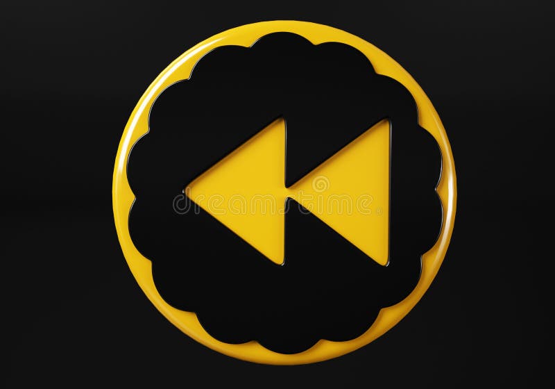 Backward Media Player Icon Illustration. Blue Flat Icon. Vector ...