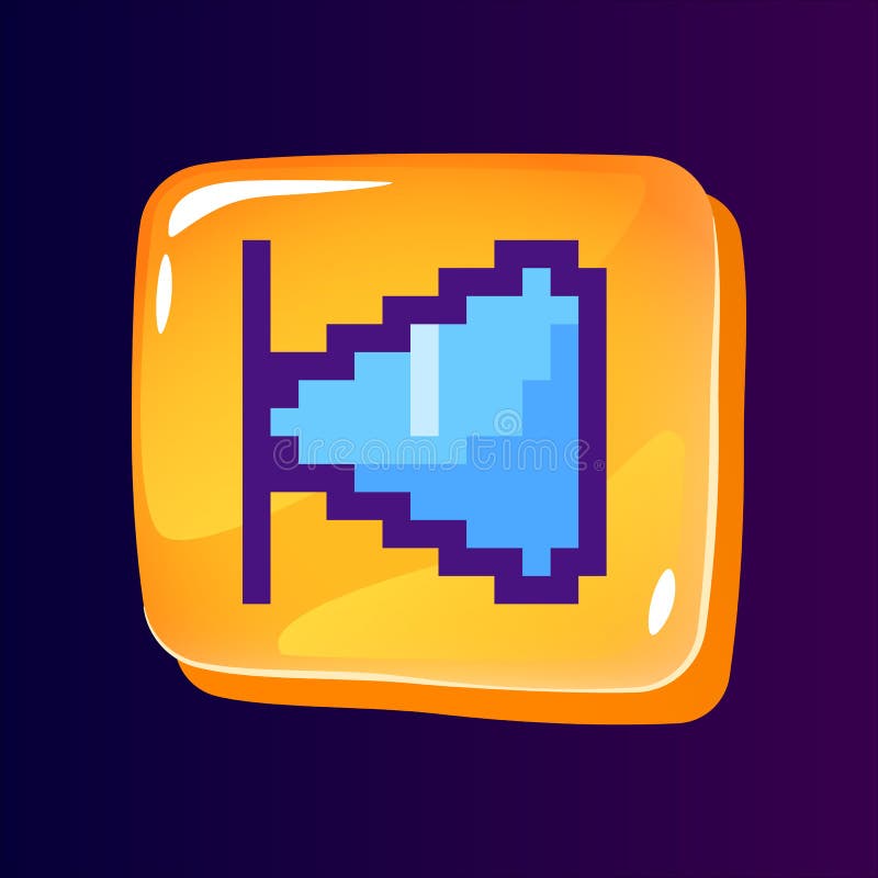 Backward Rewind Glossy Ui Button with Pixelated Color Icon Stock Vector - Illustration of ...