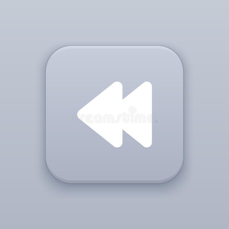 Backward, Rewind, Gray Vector Button With White Icon On Gray Background ... Backward, Rewind, Gray Vector Button With White Icon On Gray Background ...