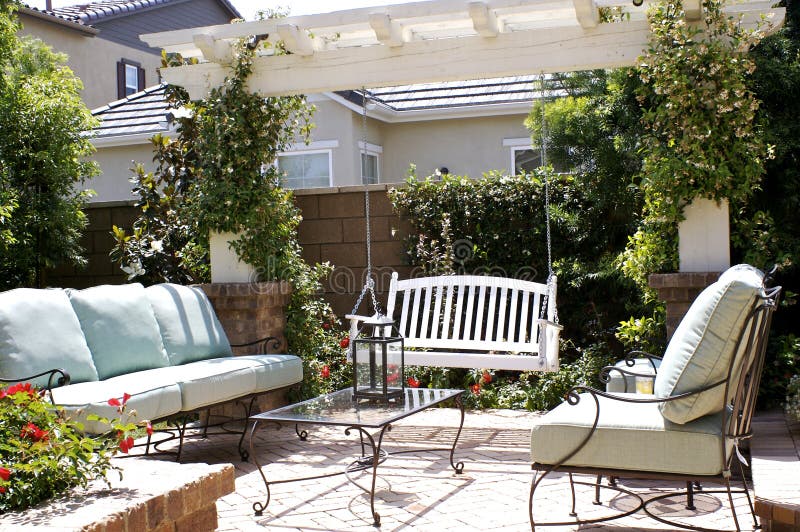 Backyard View stock photo. Image of home, plants, pillar - 4726302