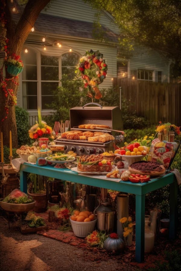 Backyard Bbq Grill Festive Food Items Stock Photos - Free & Royalty ...