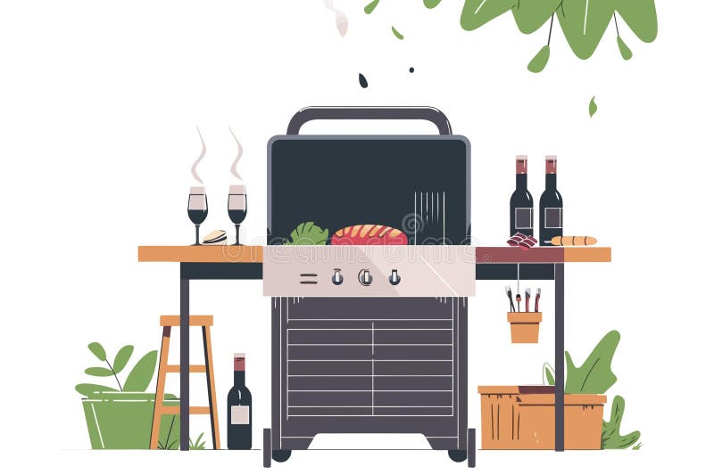 Backyard BBQ Setup Isolated Illustration Stock Vector - Illustration of ...