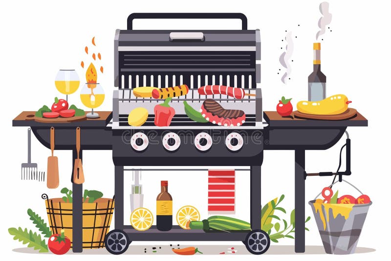 Backyard BBQ Setup Isolated Illustration Stock Vector - Illustration of ...