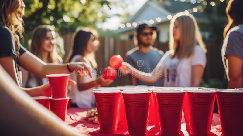 Backyard beer pong cups stock illustration. Illustration of leisure ...