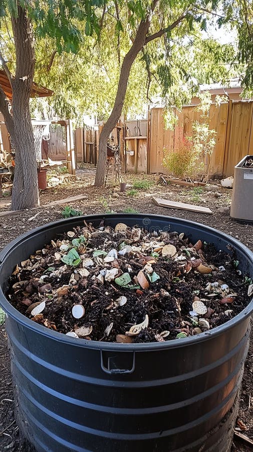 A Backyard Compost Bin Filled with Organic Waste Like Vegetable Peels ...